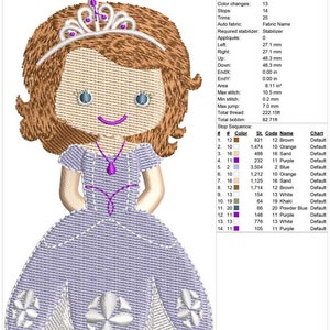 Sofia the First Machine Embroidery Design, 4x4 & 5x7 Hoop, Princess ...