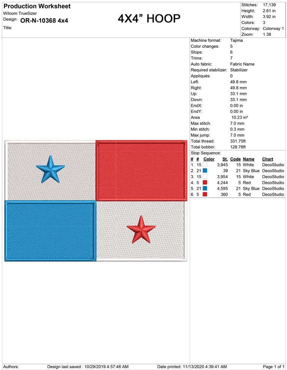 Panama Flag Machine Embroidery Design | 2.5x2.5 Cap Design | 4x4 Hoop ...