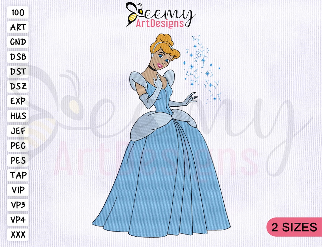 Princess Cinderella Embroidery Design, Princess Embroidery Designs ...