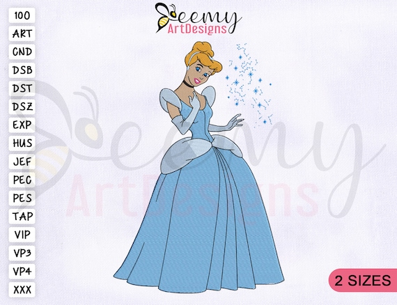 Princess Cinderella Embroidery Design Princess Embroidery - Etsy