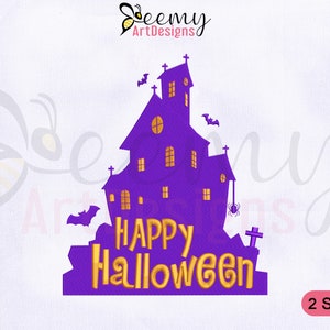 Happy Halloween Haunted House Embroidery Design, 4x4 & 5x7 Hoop, Spooky ...