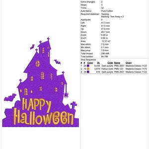 Happy Halloween Haunted House Embroidery Design, 4x4 & 5x7 Hoop, Spooky ...