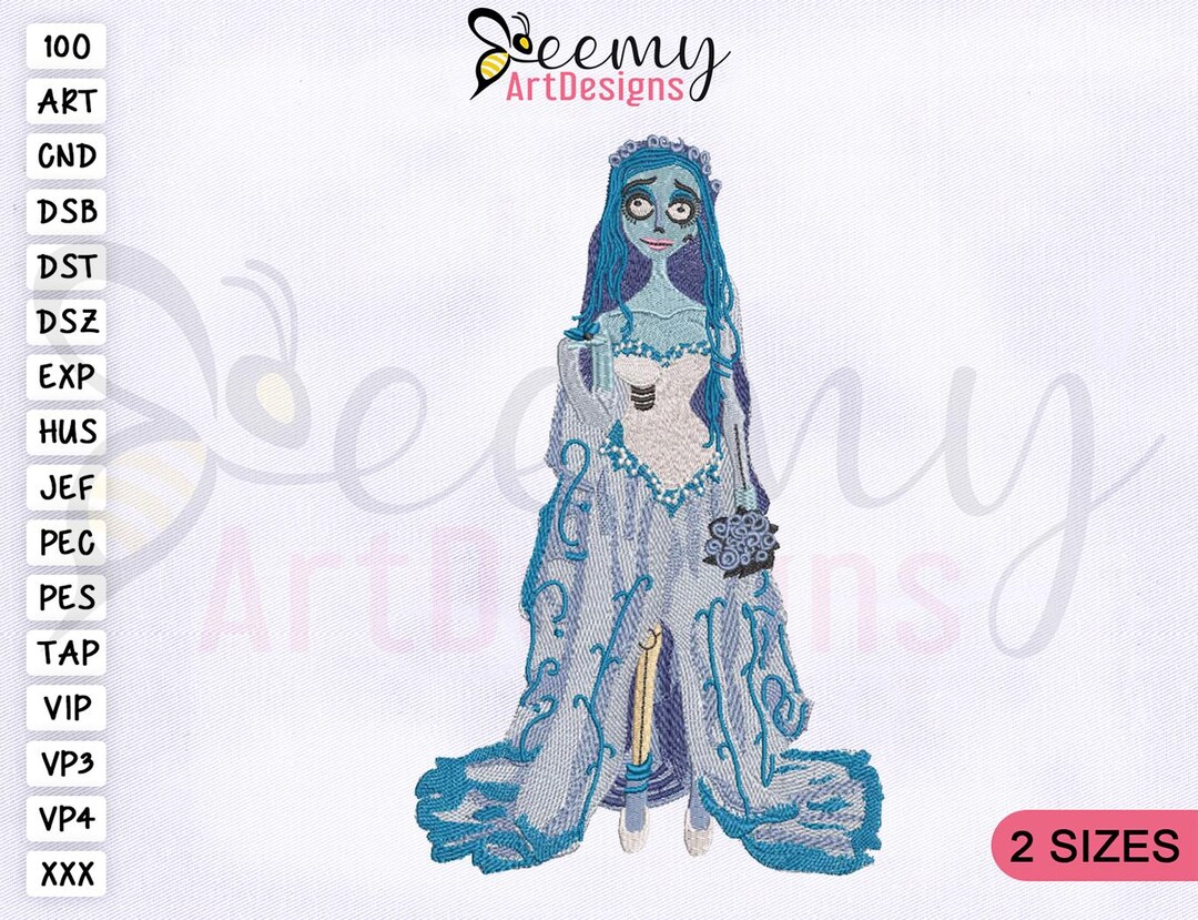 Corpse Bride Machine Embroidery Design | 4x4 and 5x7 Hoop Embroidery ...