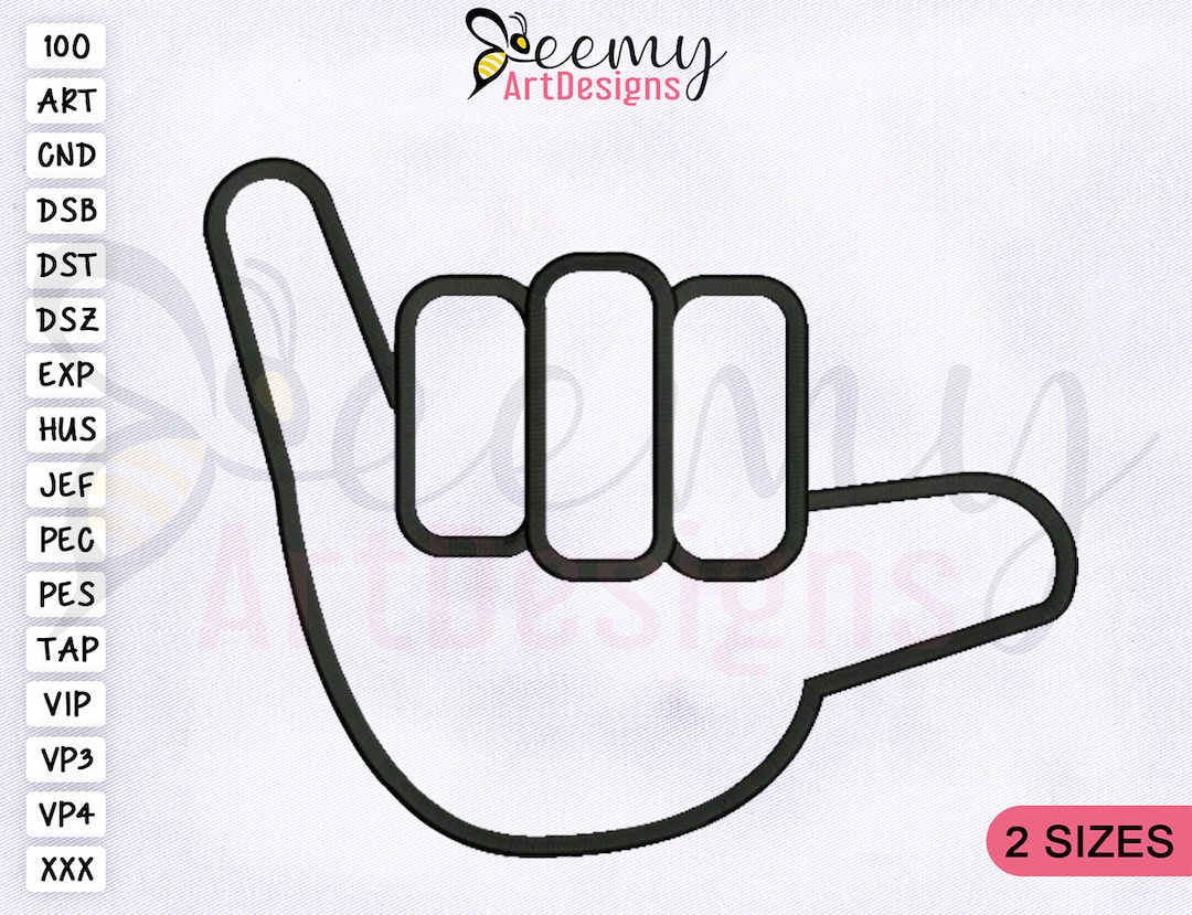 Sign Language Alphabet Y Embroidery Design | 4x4 and 5x7 Hoop EMB ...