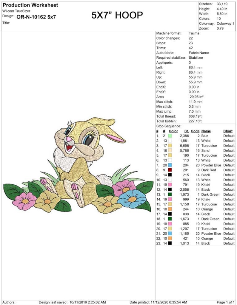 Bambi Miss Bunny Embroidery Design, 4x4 & 5x7 Hoop, Bambi Embroidery ...