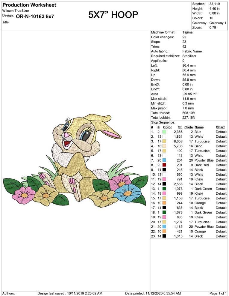 Bambi Miss Bunny Embroidery Design, 4x4 & 5x7 Hoop, Bambi Embroidery ...
