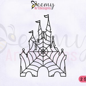 Spider Web Halloween Castle Embroidery Design, 4x4 & 5x7 Hoop ...