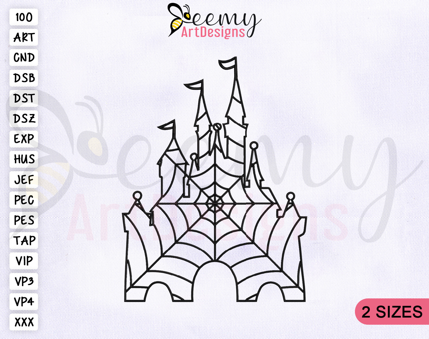 Spider Web Halloween Castle Embroidery Design 4x4 & 5x7 Hoop - Etsy