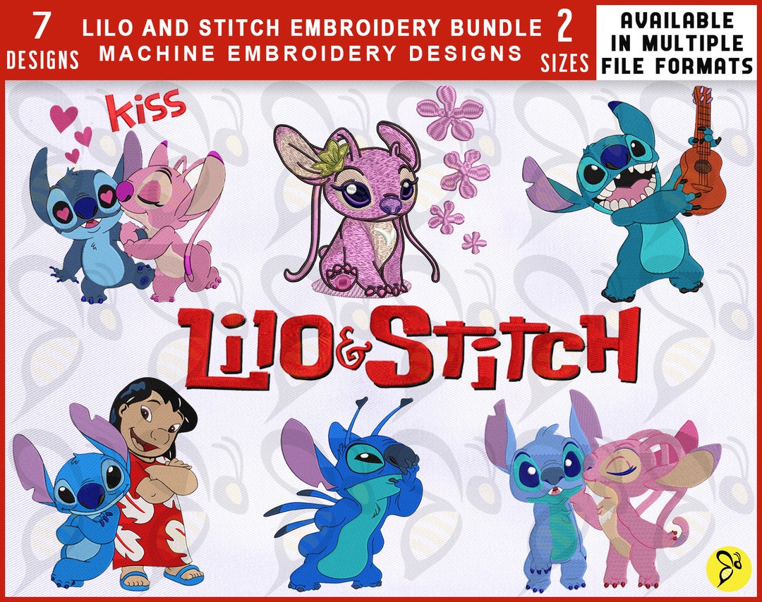 Lilo & Stitch Embroidery Designs Bundle, 2 Sizes Embroidery Designs ...