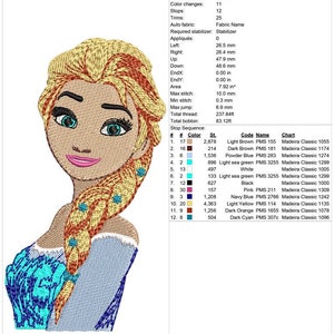 Princess Elsa Frozen Embroidery Design, 4x4 and 5x7 Hoop Embroidery ...