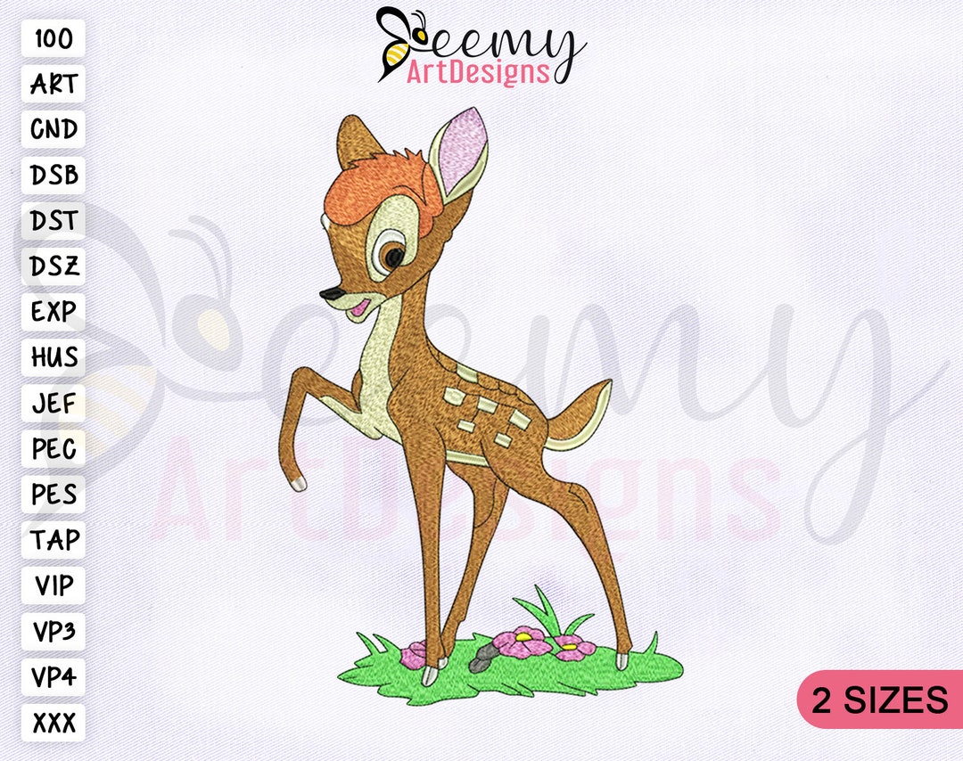 Playful Bambi Machine Embroidery Design, 4x4 and 5x7 Hoop, Bambi ...