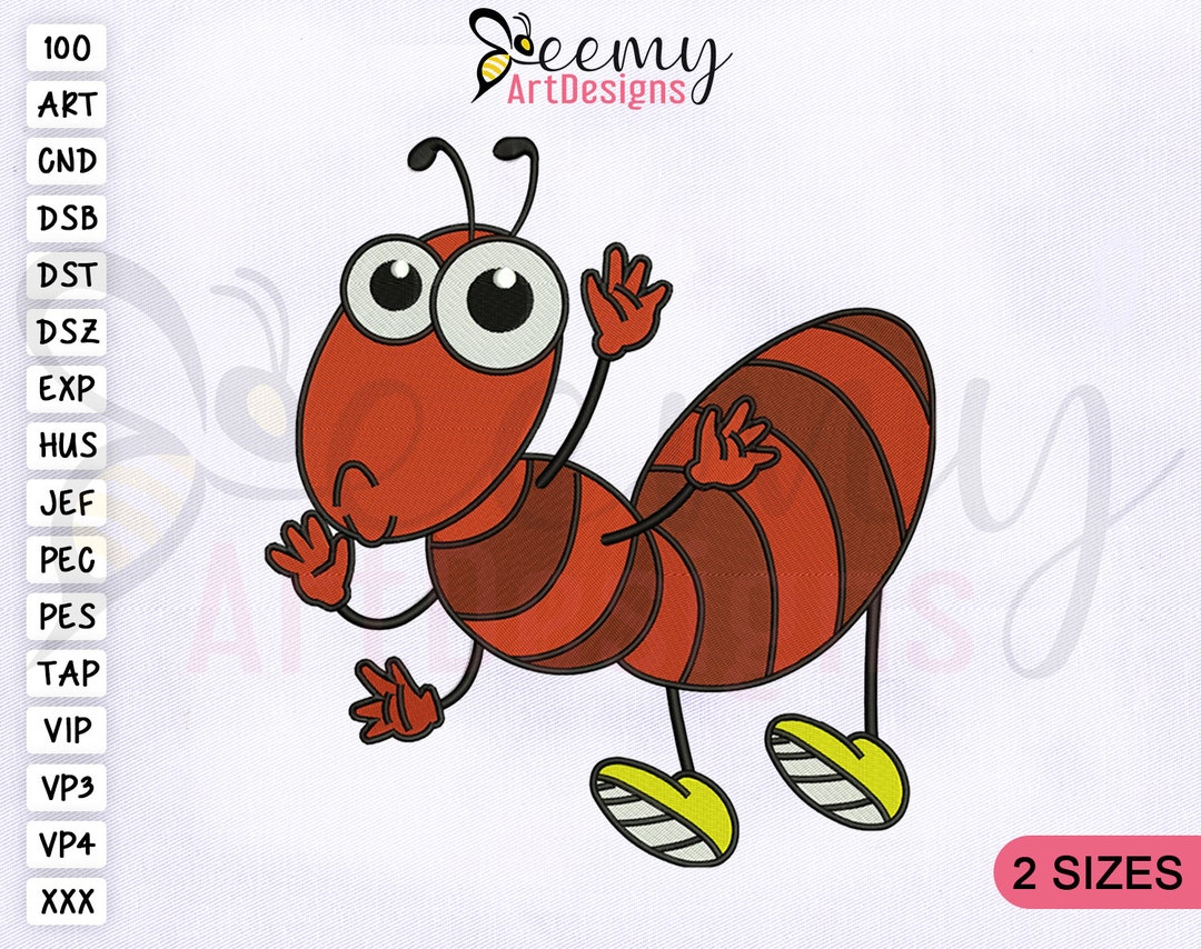 Red Fire Ant Machine Embroidery Design, 4x4 and 5x7 Hoop, Insect ...