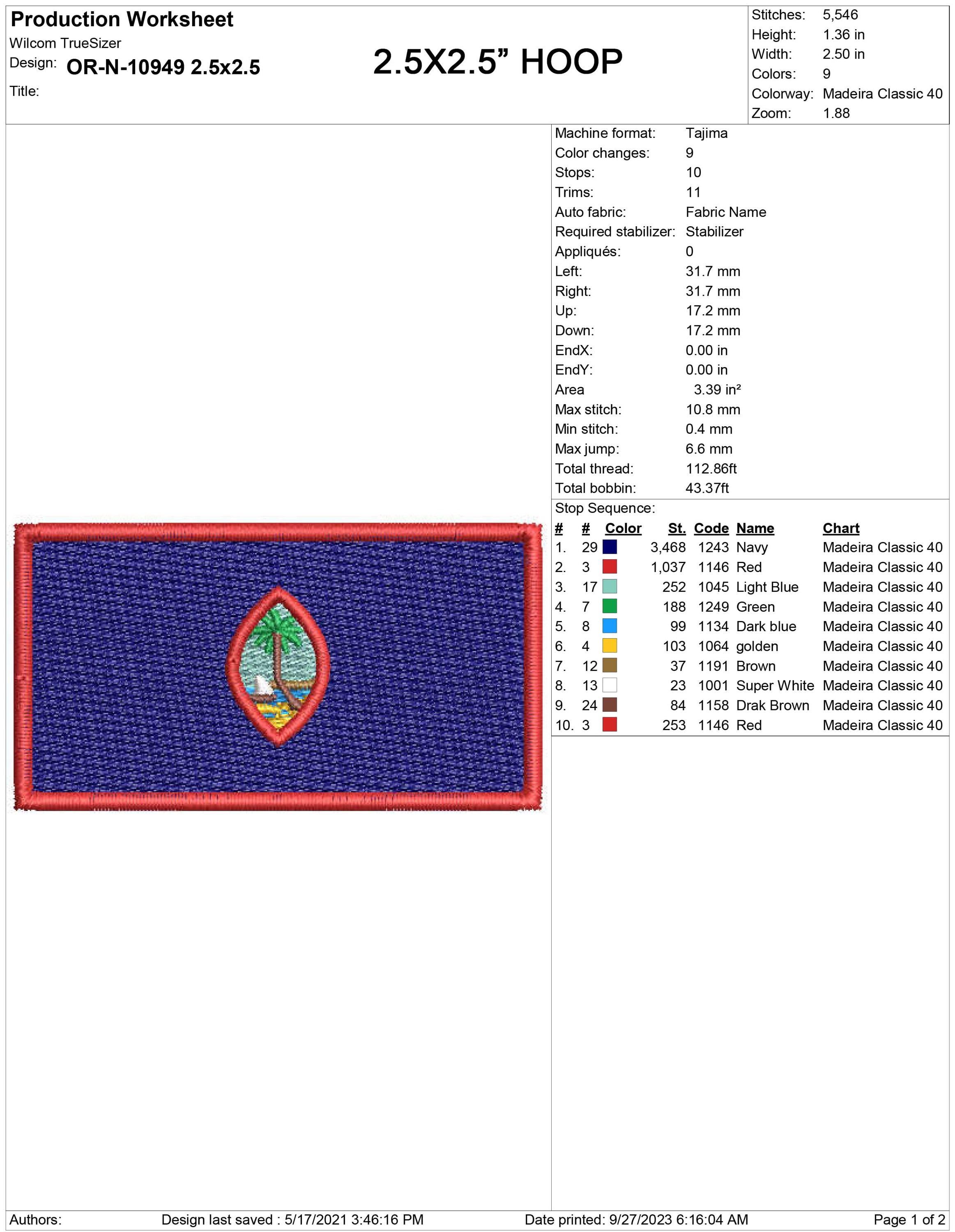 Guam Flag Machine Embroidery Design | 3 Sizes Embroidery Design | Flag ...