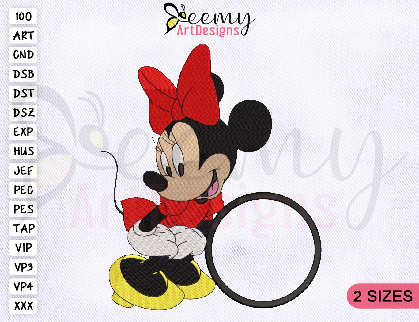 Minnie Circle Monogram Embroidery Design Cute Minnie - Etsy