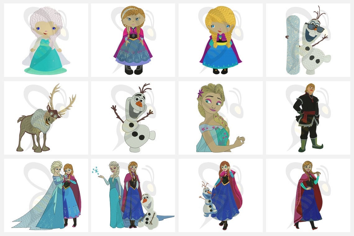 Frozen Embroidery Designs Bundle, 4x4 and 5x7 Hoop EMB, Frozen Anna ...