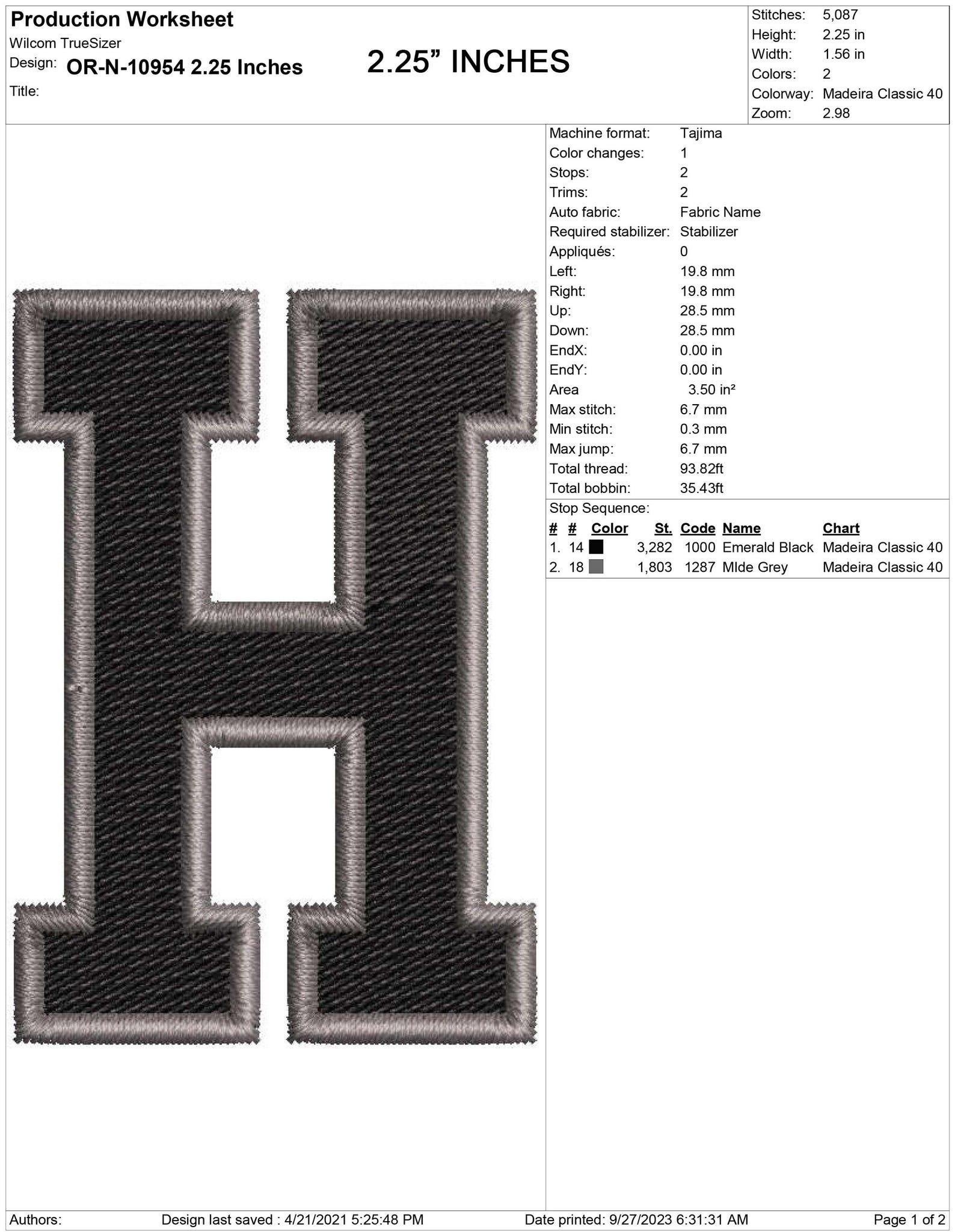 Letter H Machine Embroidery Design | 2.25 Inches Embroidery Design ...