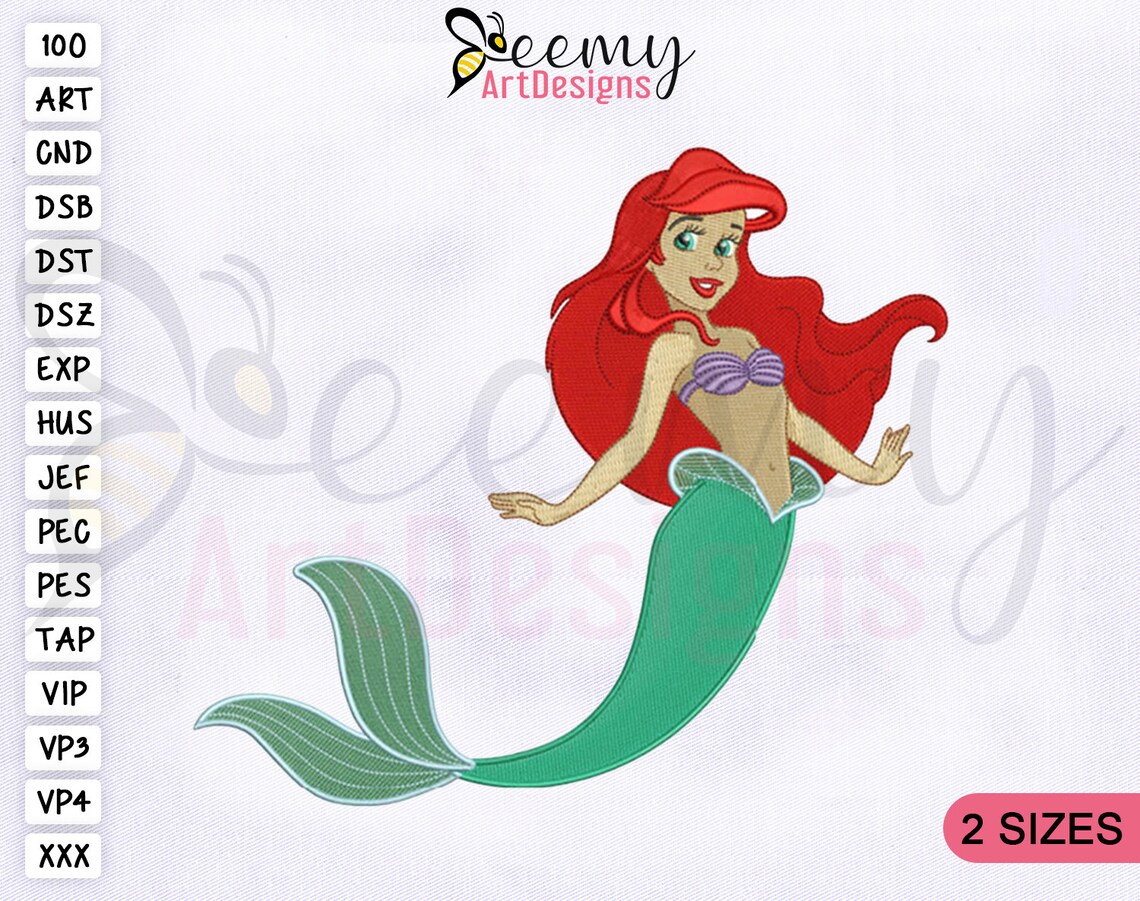 Disney Little Mermaid Embroidery Design 4x4 & 5x7 Hoop - Etsy UK