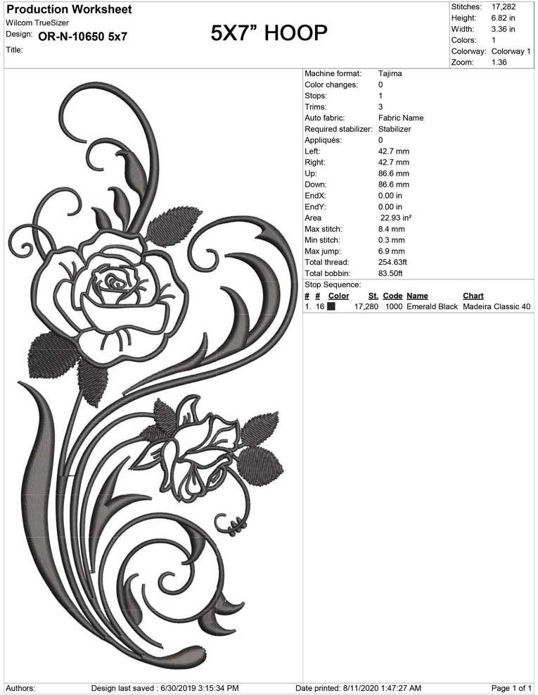 Silhouette Rose Vine Embroidery Design 4x4 and 5x7 Hoop Rose - Etsy