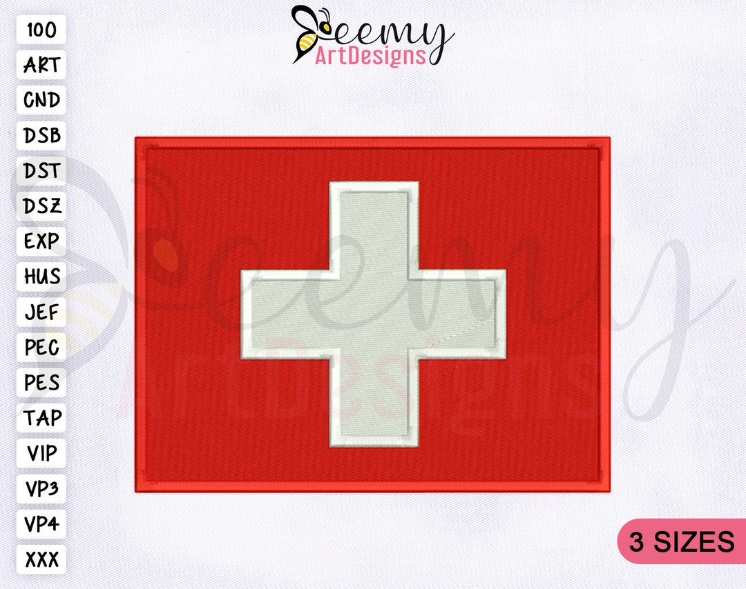 Switzerland Flag Machine Embroidery Design | 2.5x2.5 Cap Design | 4x4 ...