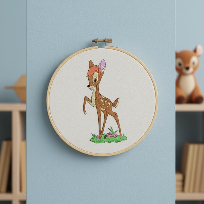 Playful Bambi Machine Embroidery Design, 4x4 and 5x7 Hoop, Bambi ...