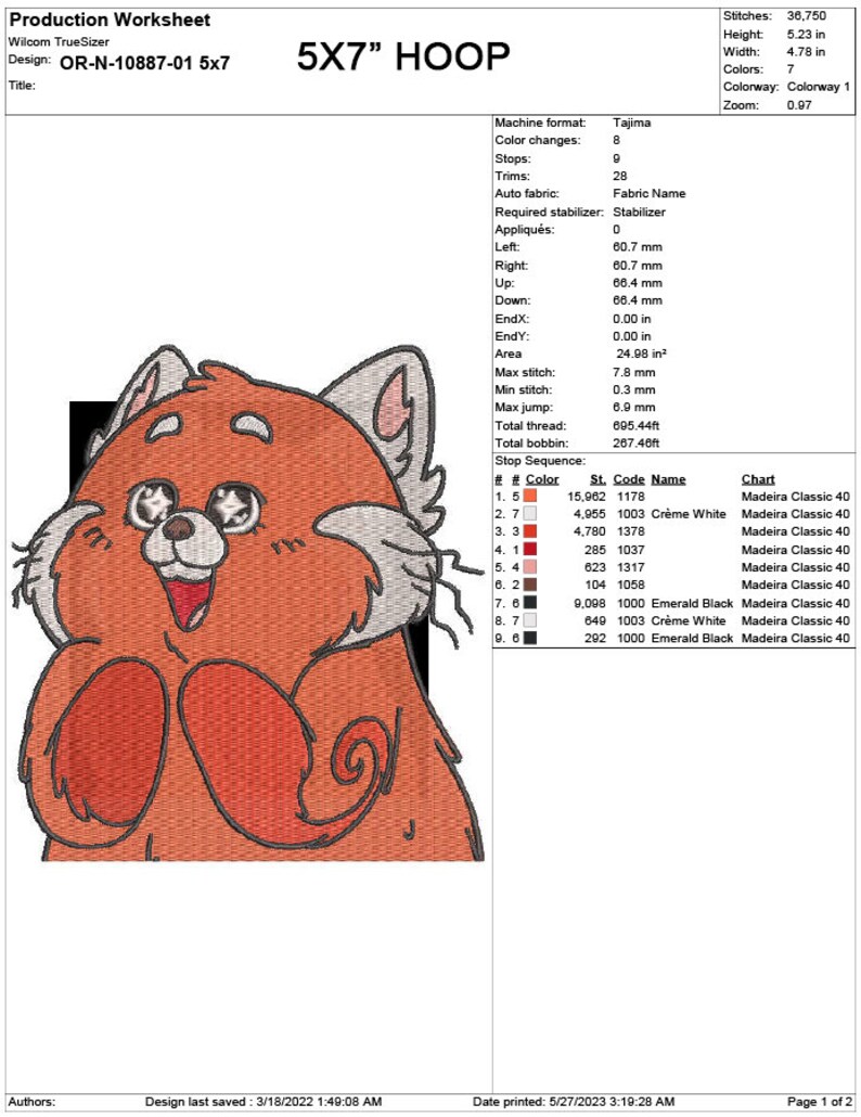Turning Red Panda Machine Embroidery Design, Turning Panda Machine ...