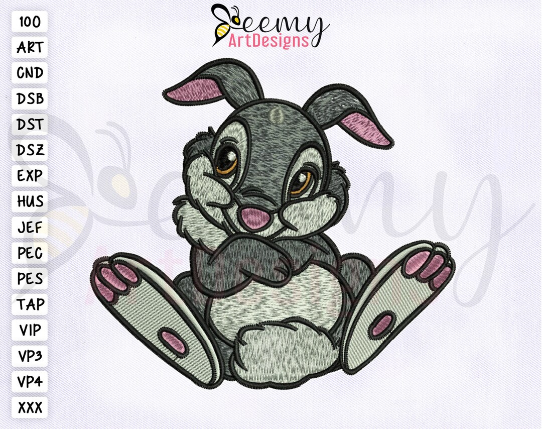 Innocent and Furry Thumper Embroidery Design | 4x4 Hoop Embroidery ...