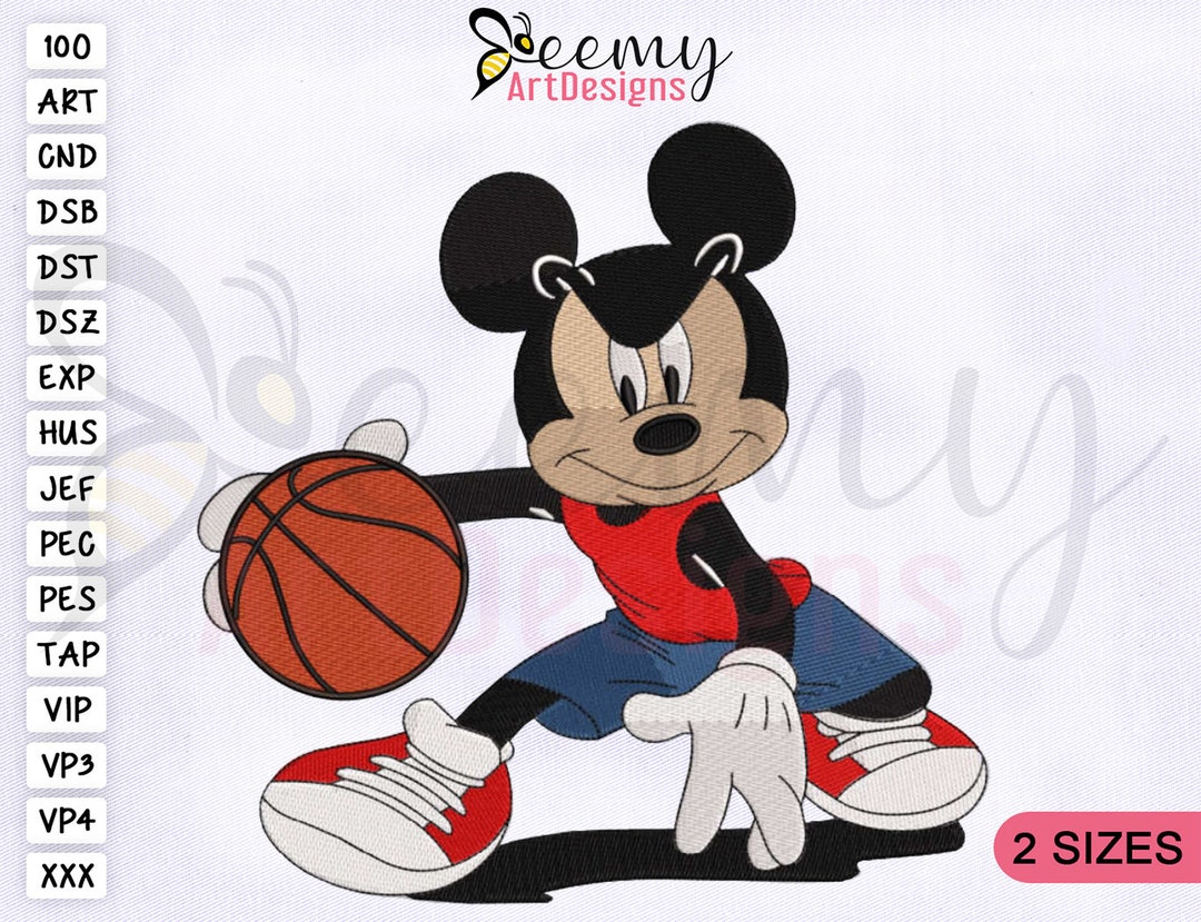 Mickey Playing Basketball Embroidery Design, Mickey Embroidery Design ...