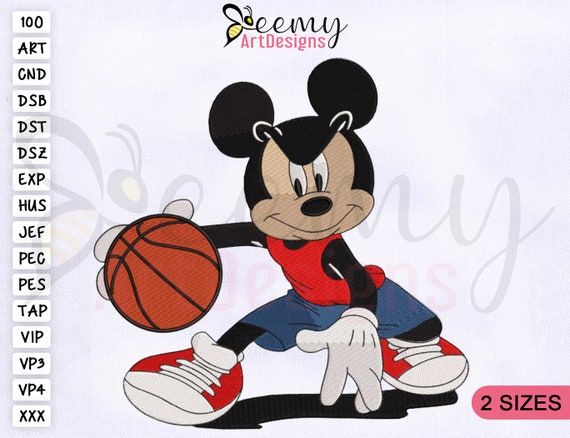 Mickey Playing Basketball Embroidery Design Mickey Embroidery - Etsy