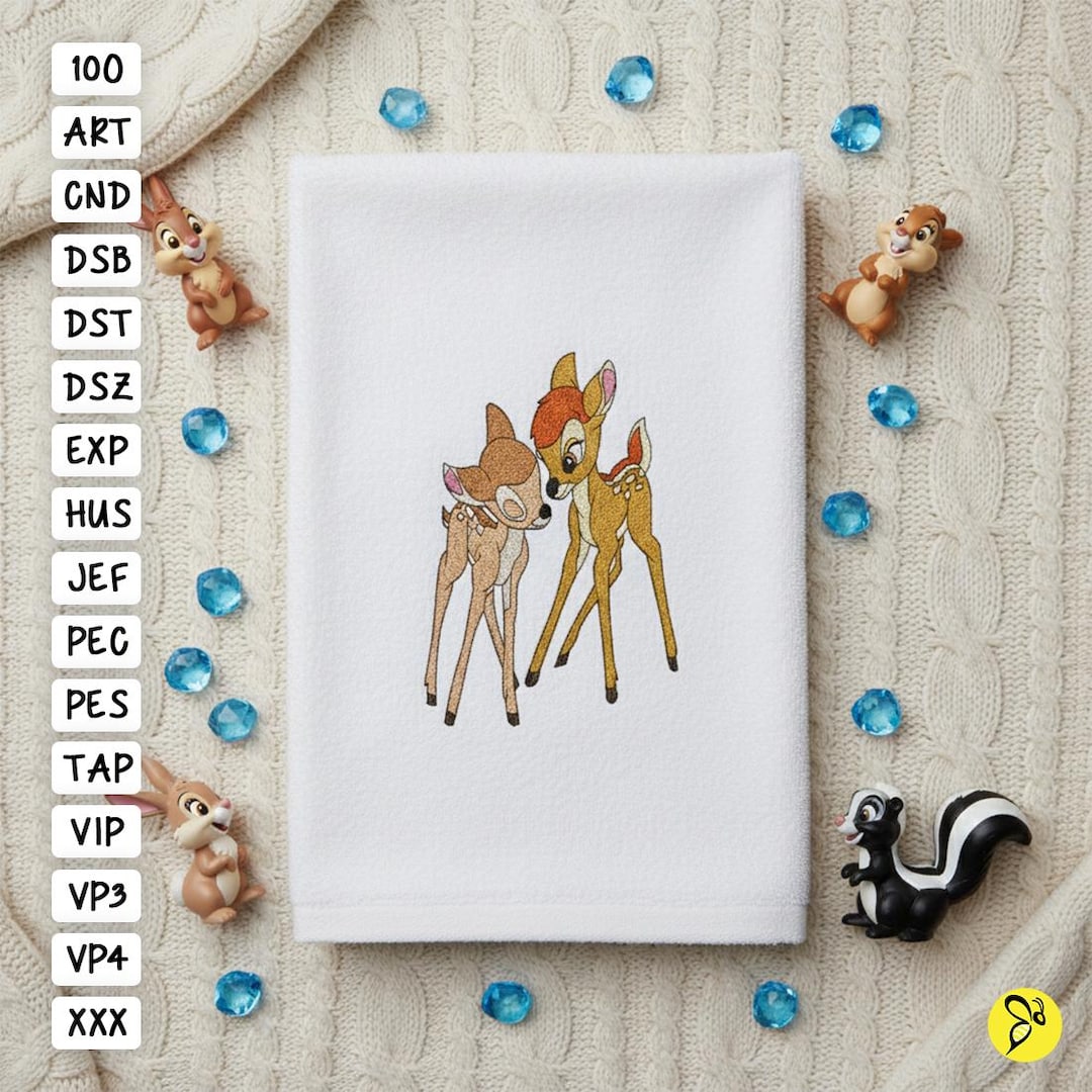 Cute Faline Love Bambi Embroidery Design, 4x4 and 5x7 Hoop EMB, Bambi ...