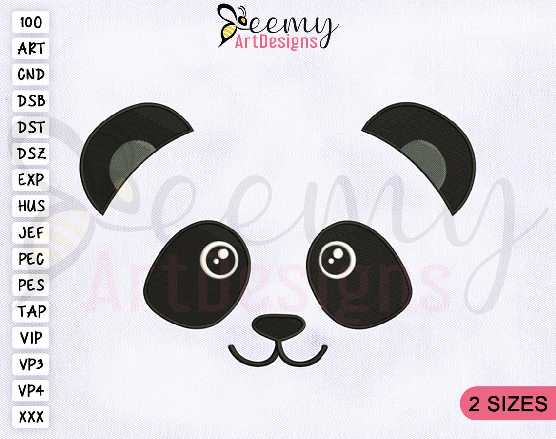 Round-eyed Panda Face Embroidery Design 4x4 and 5x7 Hoop - Etsy