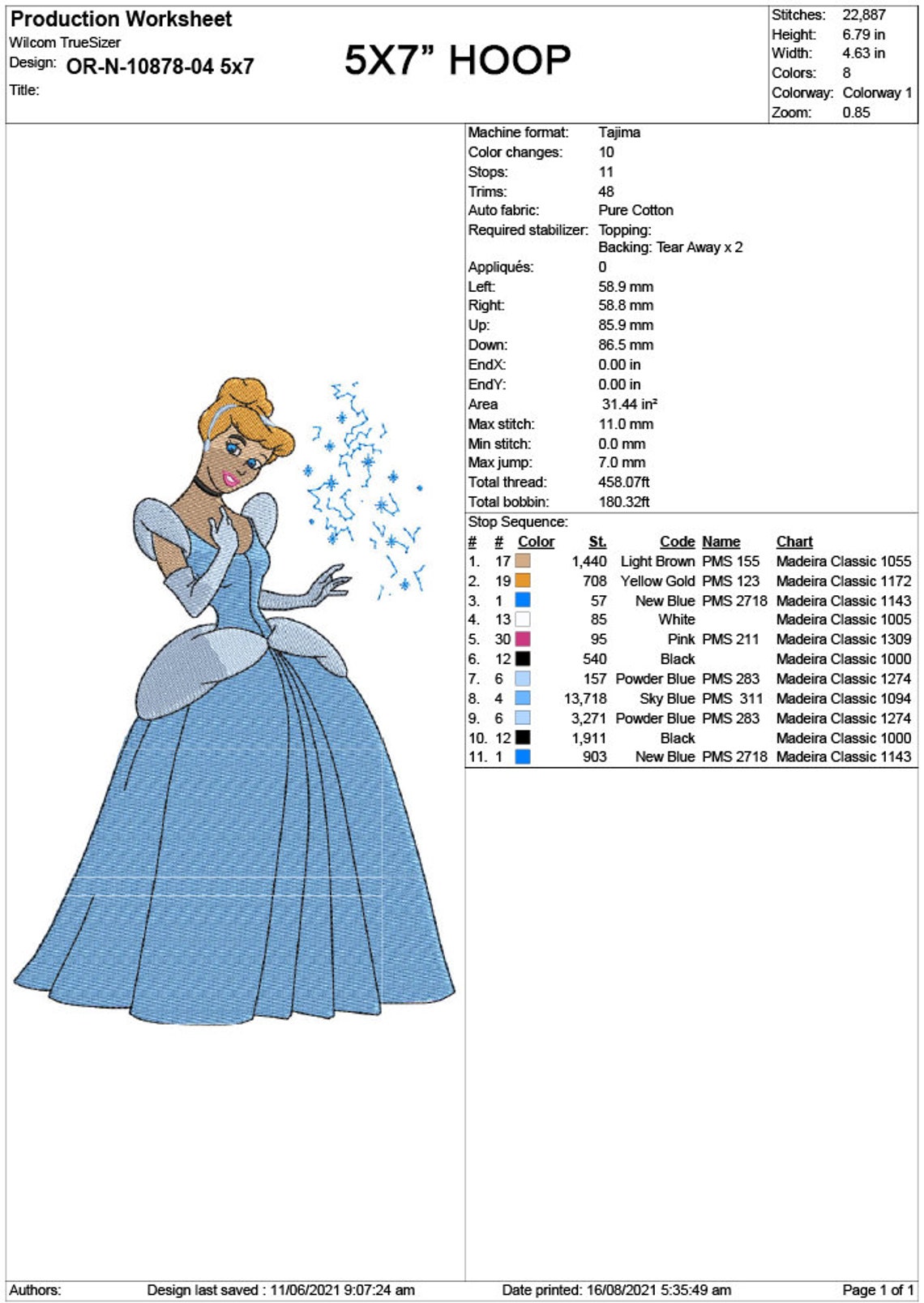 Princess Cinderella Embroidery Design, Princess Embroidery Designs ...