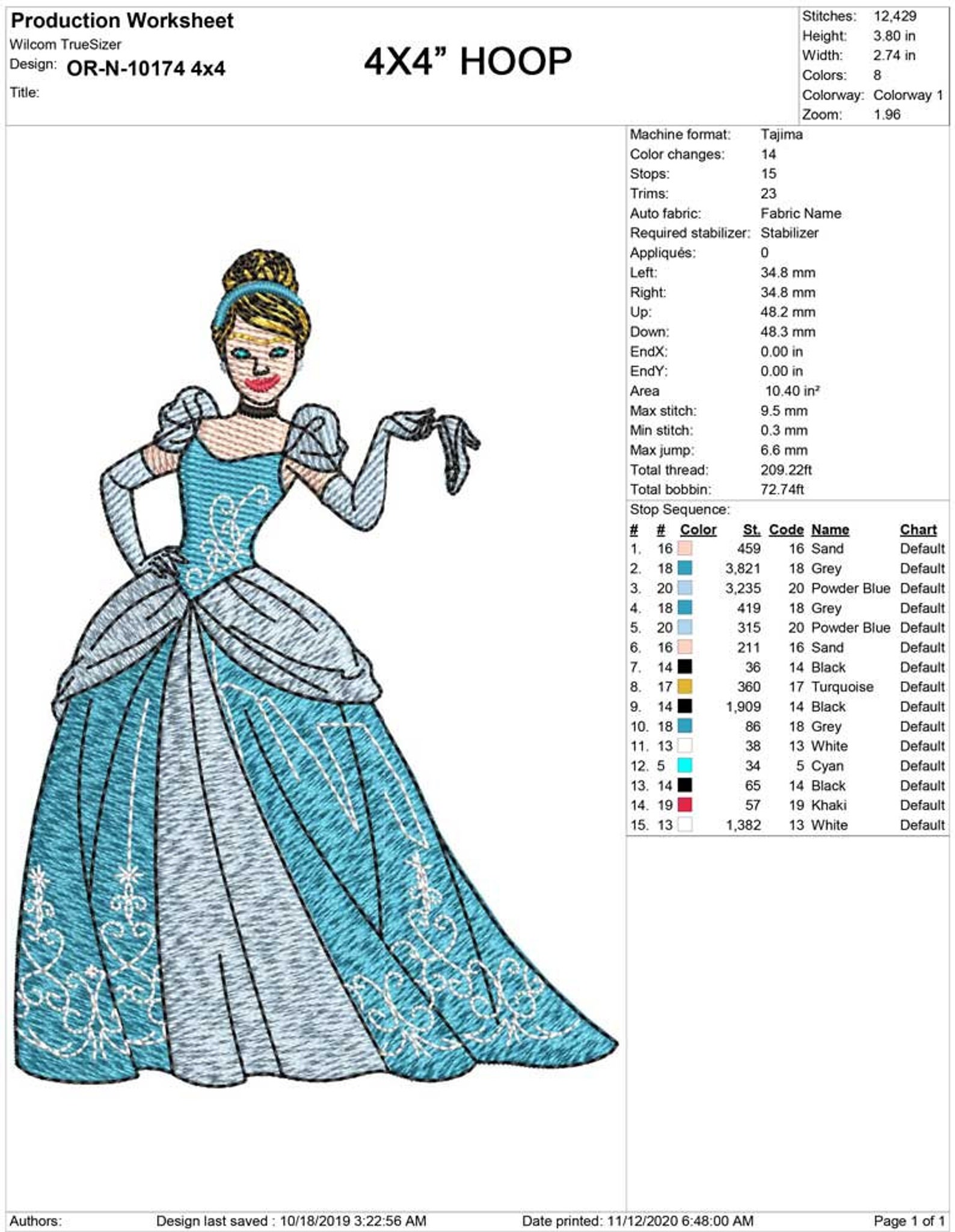 Princess Cinderella Machine Embroidery Design, 4x4 and 5x7 Hoop EMB ...