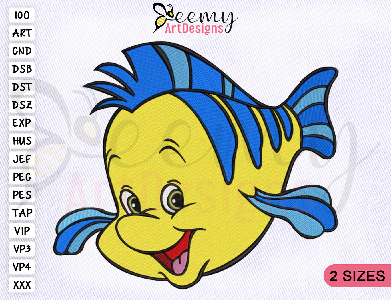 Sirenita Flounder Machine Embroidery Design, Flounder Embroidery Design ...