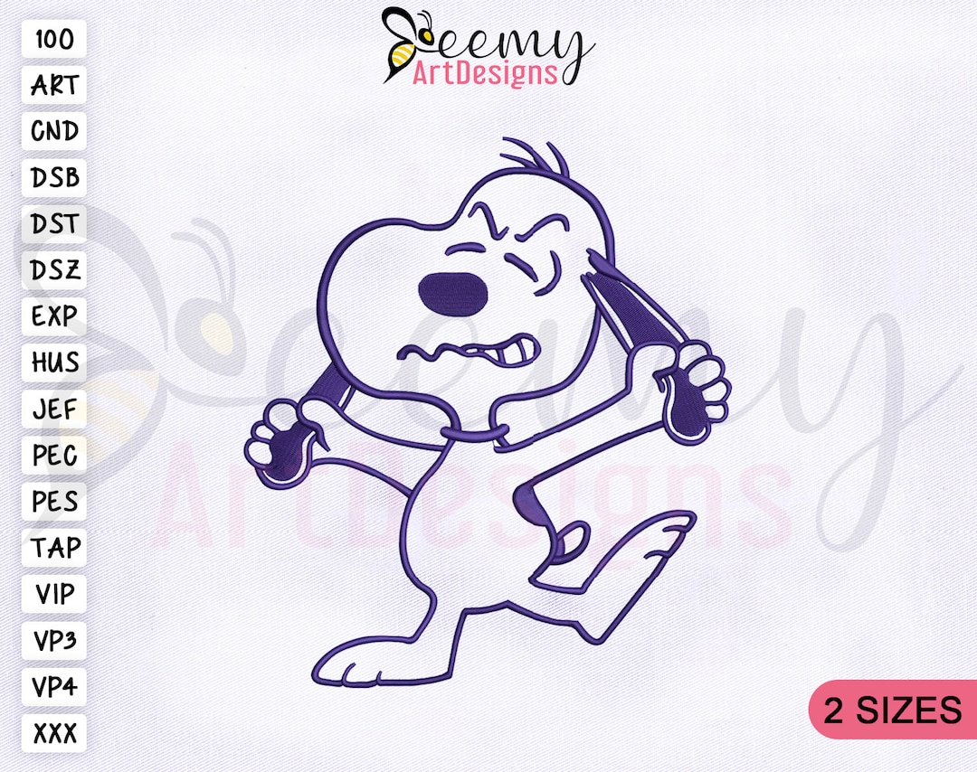 Angry Snoopy Machine Embroidery Design, 4x4 and 5x7 Hoop, Snoopy ...