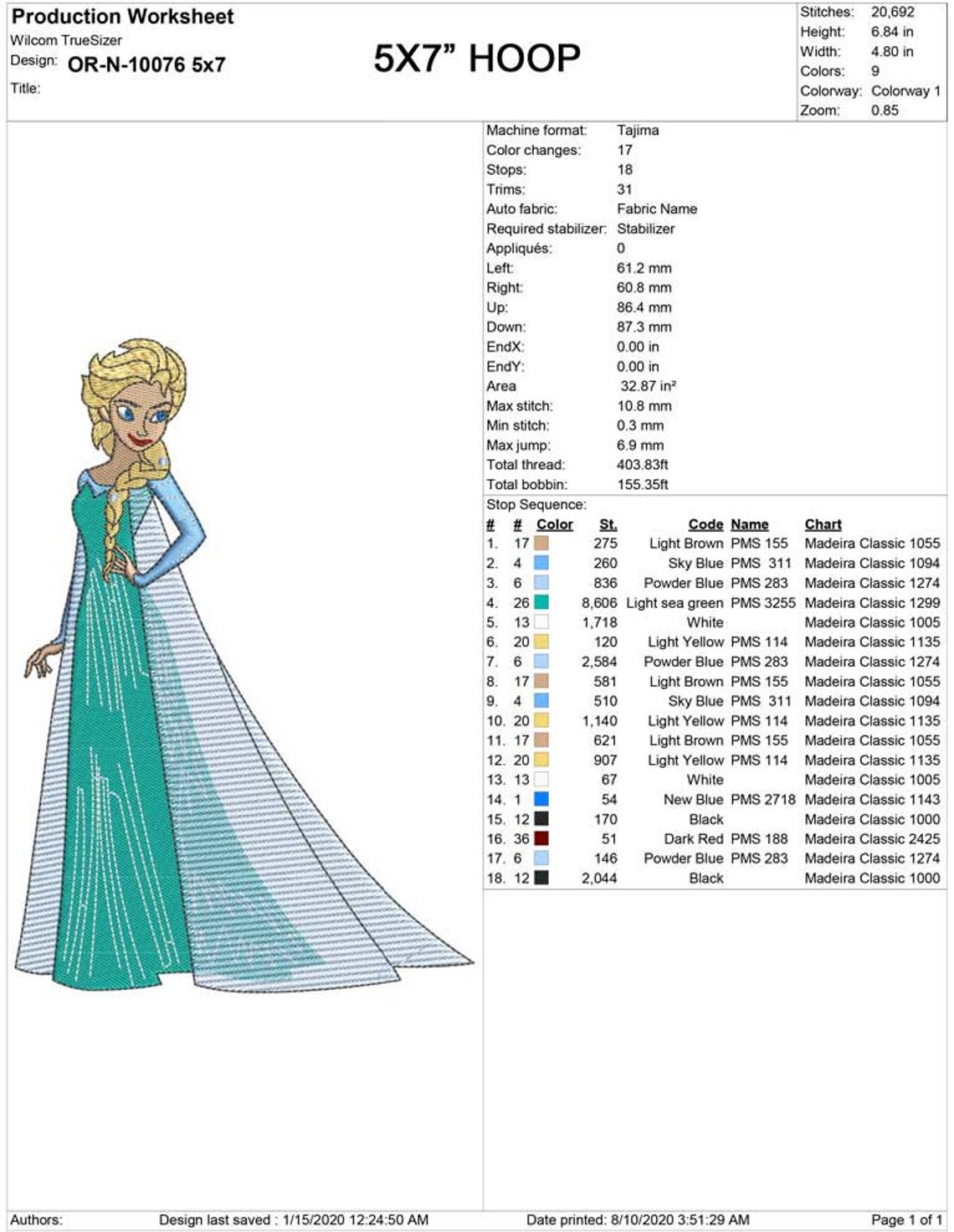 Frozen Princess Elsa Embroidery Design, 4x4 & 5x7 Hoop, Beautiful ...