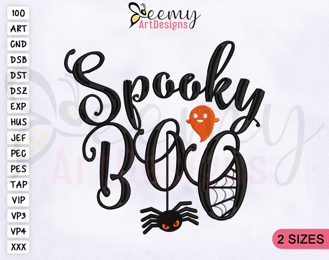 Spooky Spider Boo Embroidery Design, 4x4 & 5x7 Hoop, Boo Spooky Spider ...