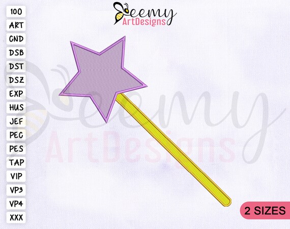 Magical Fairy Stick Embroidery Design 4x4 and 5x7 Hoop Star | Etsy