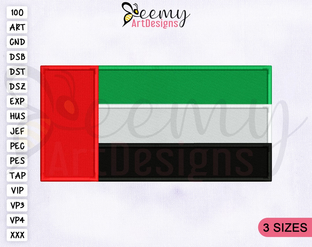 United Arab Emirates Flag Machine Embroidery Design | 2.5x2.5 Hat ...