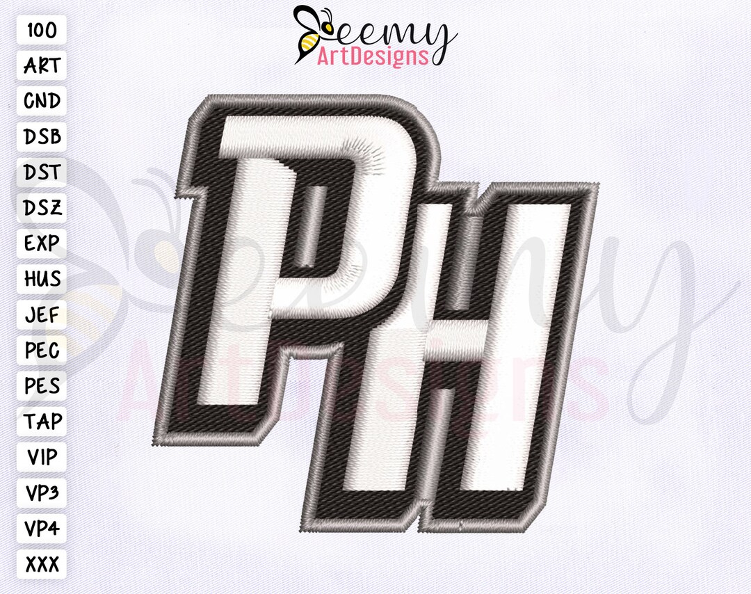 PH 3D Puff Logo Embroidery Design, 2.25 Inch Tall, Puff Embroidery ...