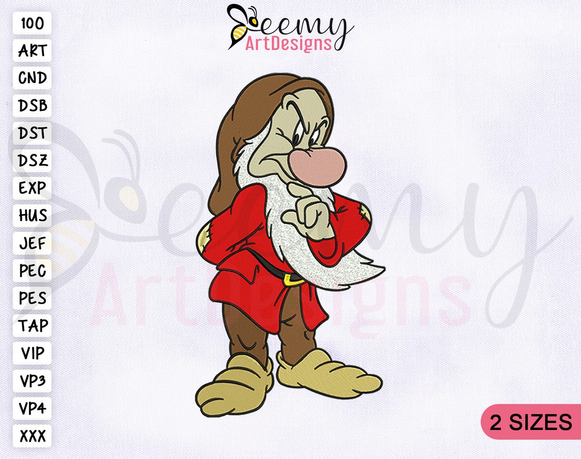Seven Dwarf Grumpy Machine Embroidery Design | 4x4 & 5x7 Hoop | Grumpy ...