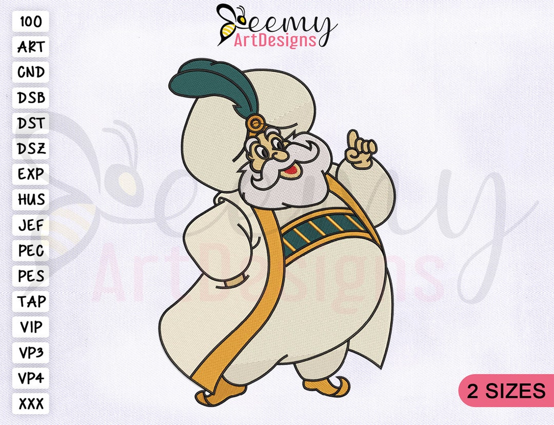 Aladdin the Sultan Machine Embroidery Design, Aladdin Embroidery Design ...