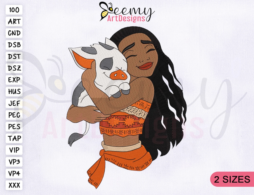 Moana Hug Pua Machine Embroidery Design, Princess Moana Machine ...