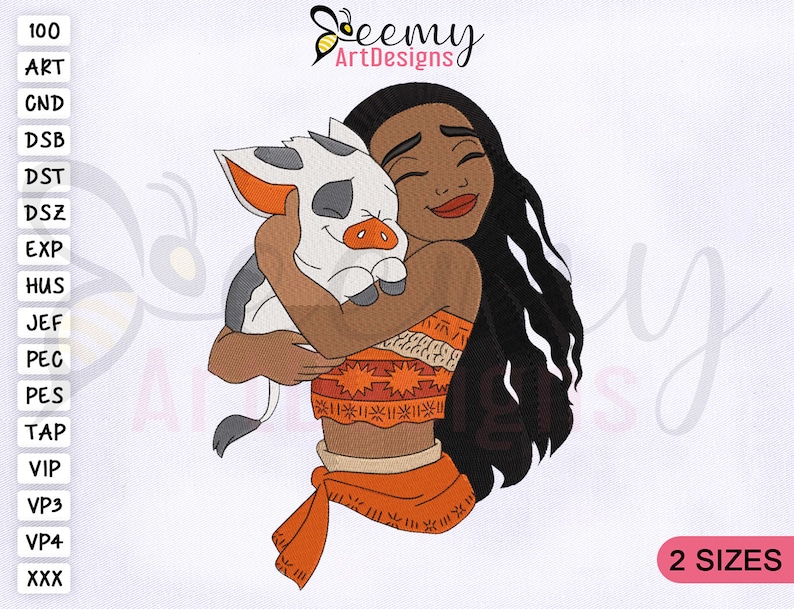 Moana Hug Pua Machine Embroidery Design Princess Moana - Etsy