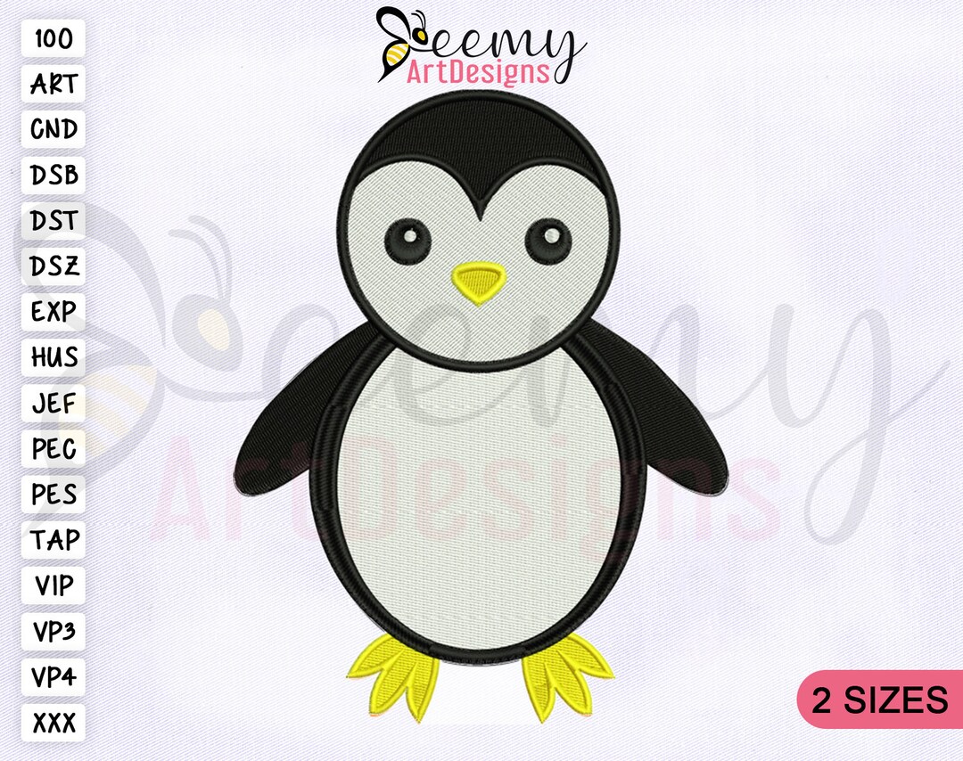 Cute Penguin Machine Embroidery Design, 4x4 and 5x7 Hoop, Penguin ...