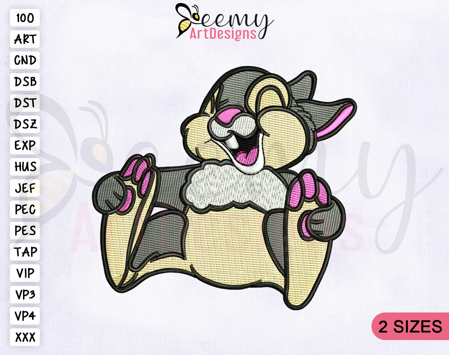 Bambi Movie Thumper Embroidery Design 4x4 Hoop Foot Thumping | Etsy