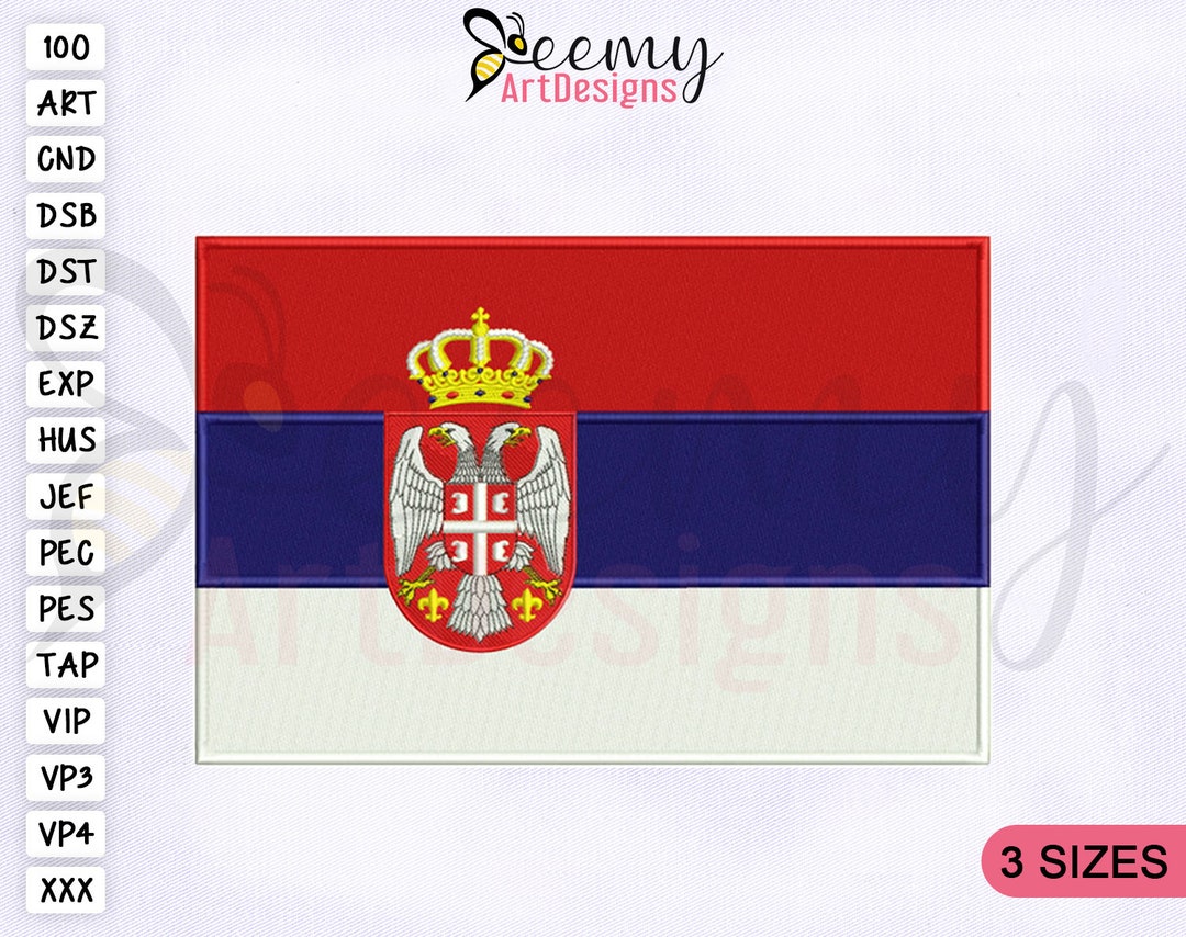 Serbia Flag Machine Embroidery Design | 2.5x2.5 Hat Design | 4x4 Hoop ...