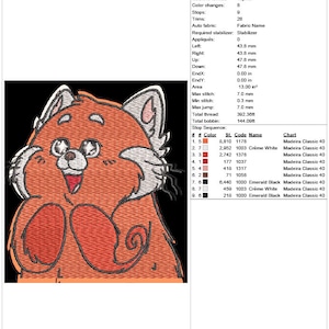 Turning Red Panda Machine Embroidery Design, Turning Panda Machine ...