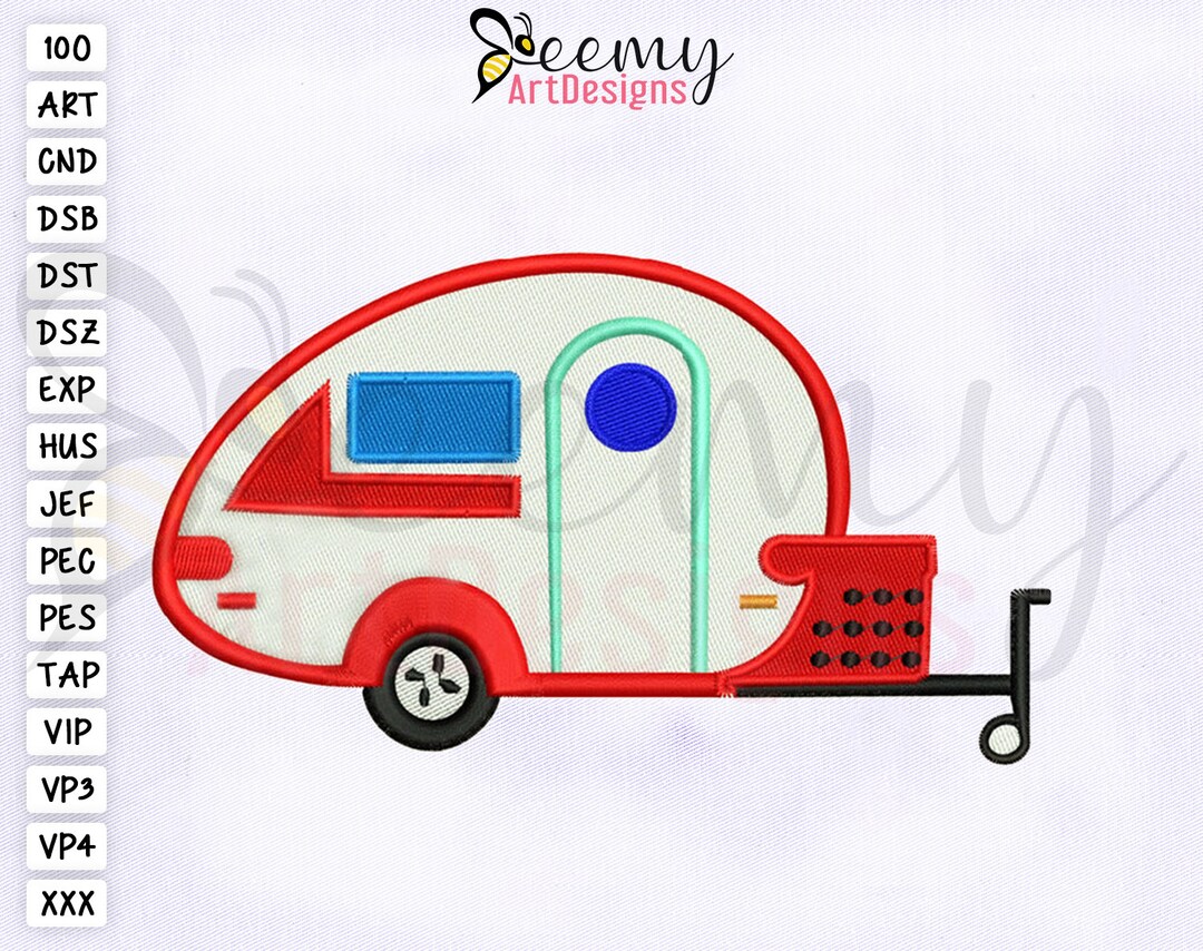 Vintage Camper Machine Embroidery Design | 6x6 Hoop Vintage Camper ...