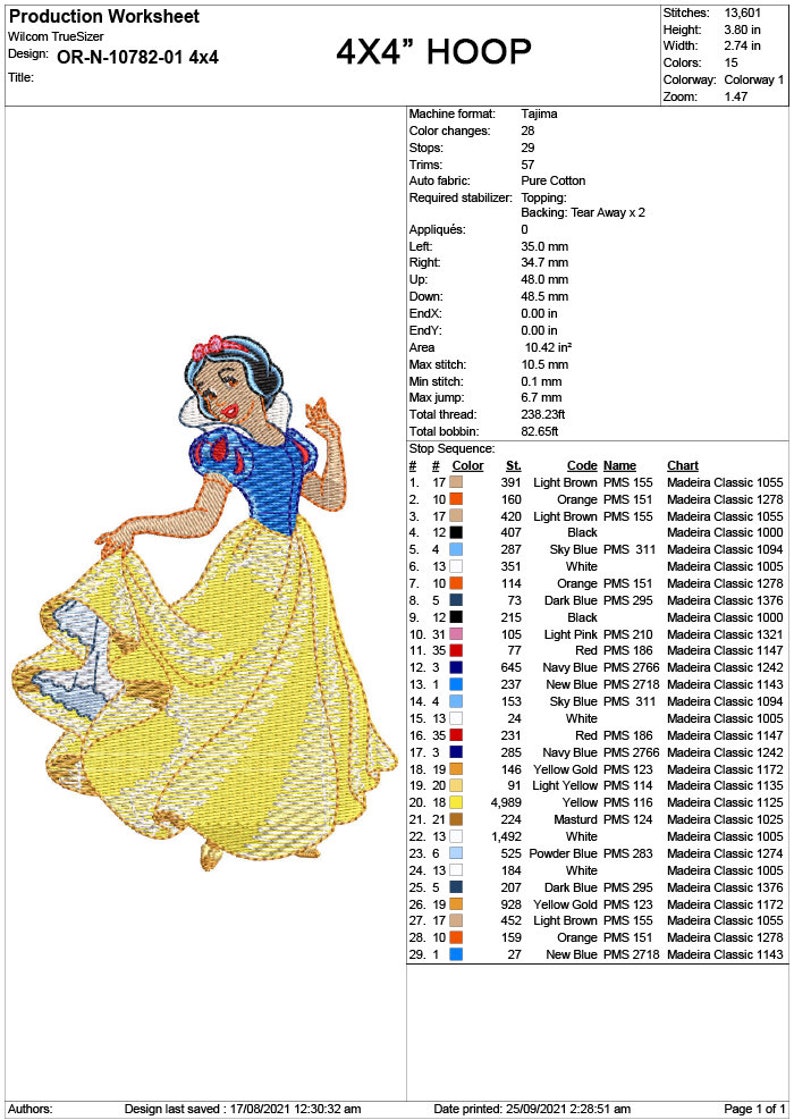 Princess Snow White Machine Embroidery Design, Princess Embroidery ...