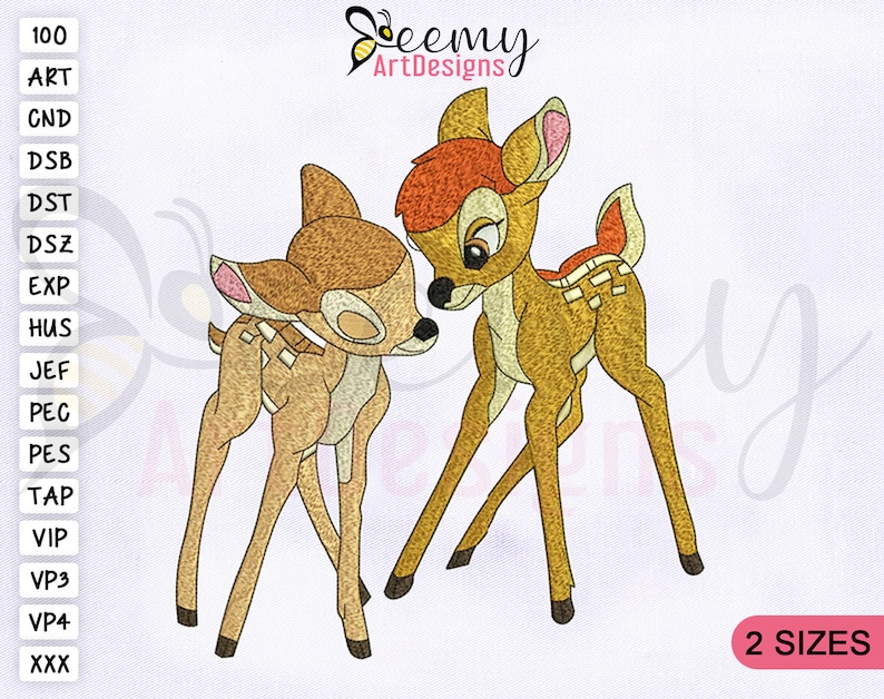 Cute Faline Love Bambi Embroidery Design, 4x4 and 5x7 Hoop EMB, Bambi ...